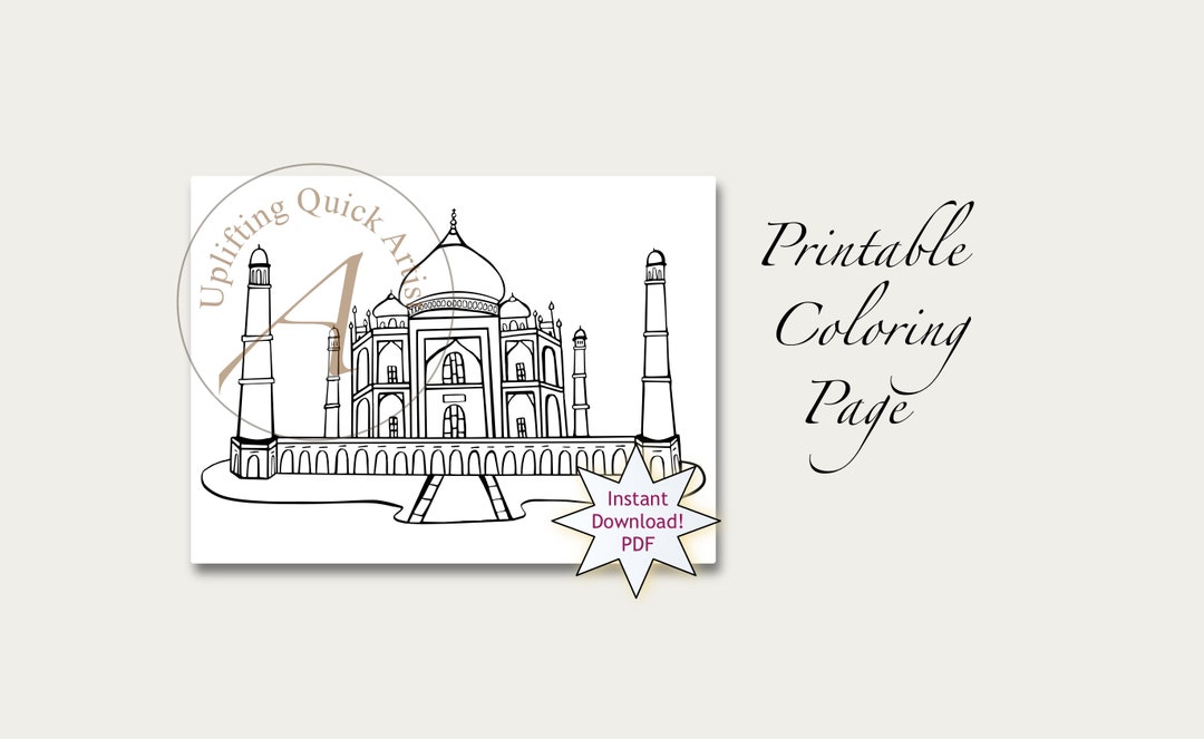 Taj Mahal Printable, Kids Color Page Indian, Taj Mahal Coloring, India ...