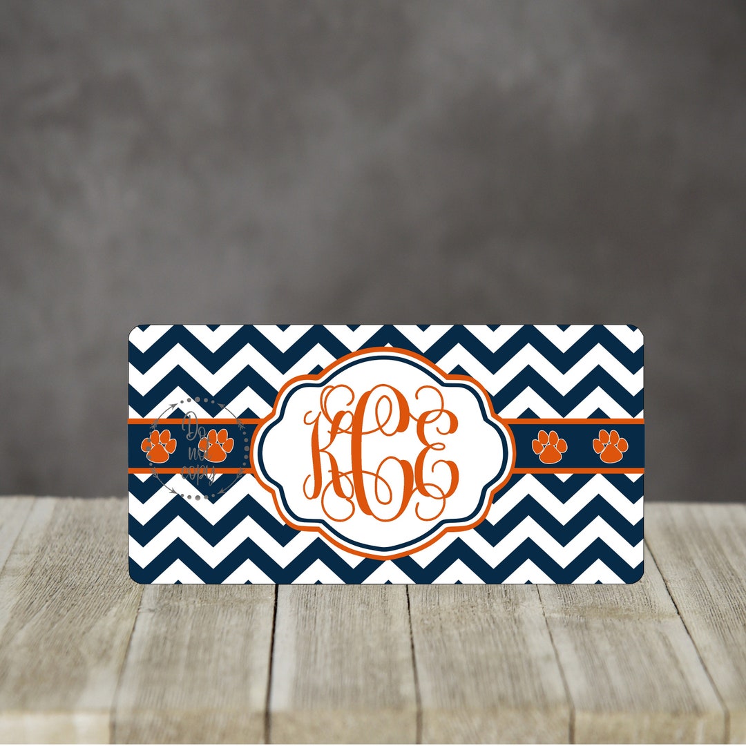 Orange & Blue Tiger Chevron License Plate Car Tag Sublimation Digital ...