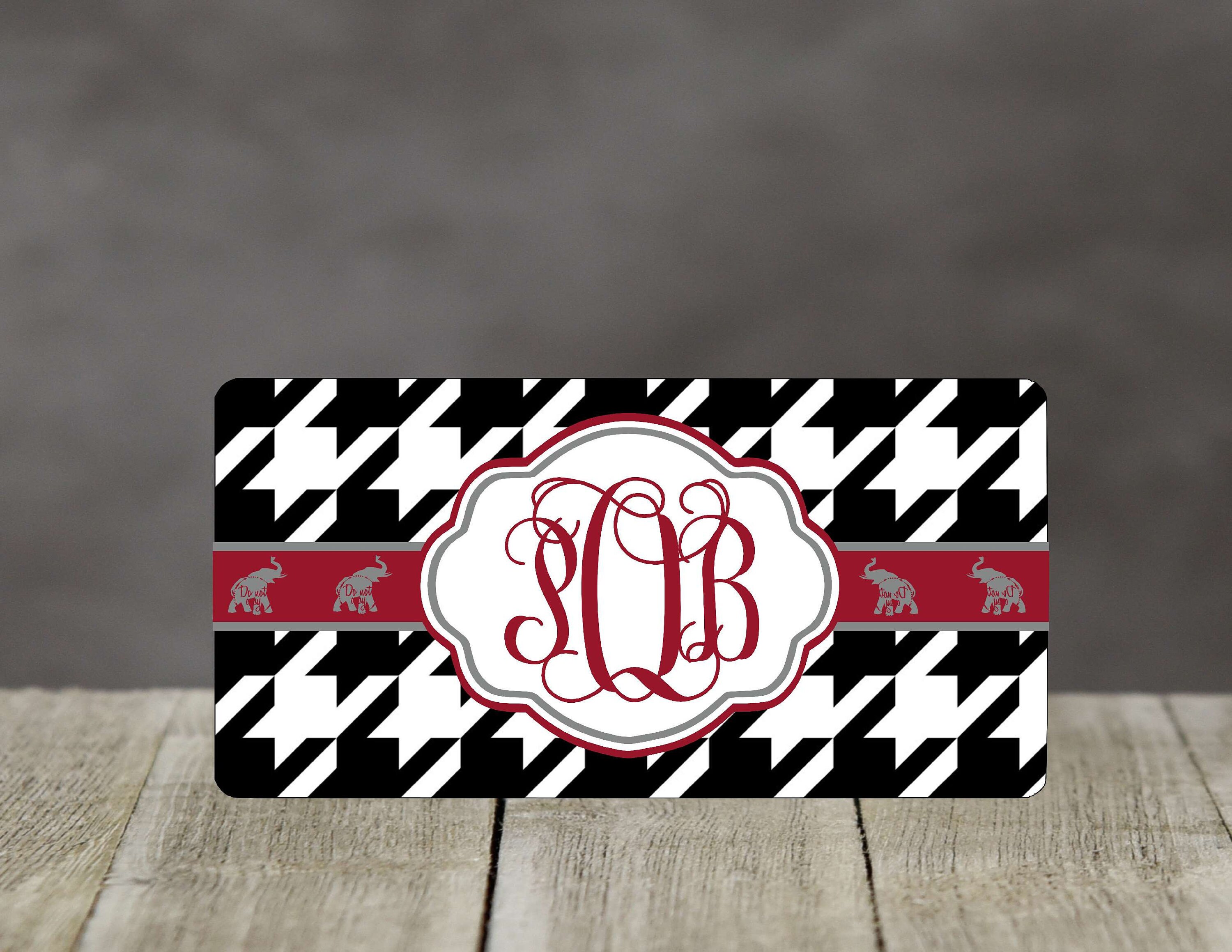 Houndstooth & Crimson License Plate Car Tag Sublimation | Etsy