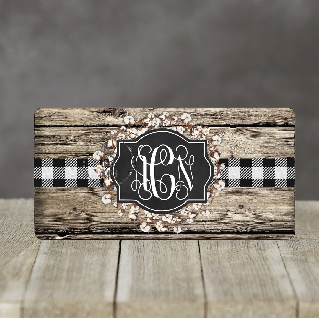 Cotton on Rustic Wood License Plate Car Tag Sublimation - Etsy