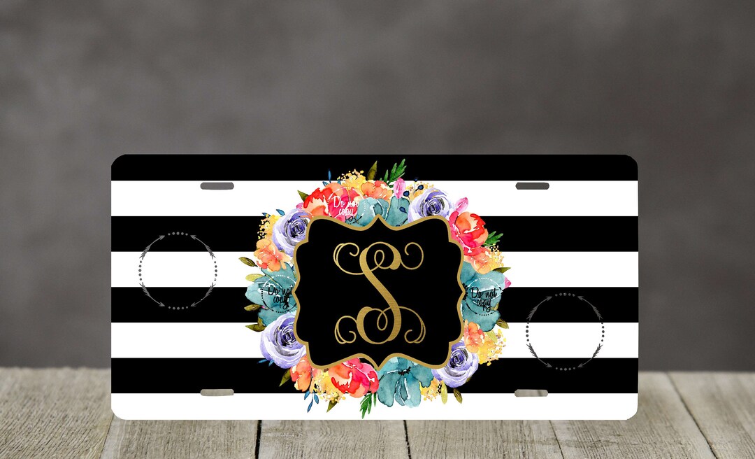 Floral Stripes Preppy License Plate Car Tag Sublimation Digital ...
