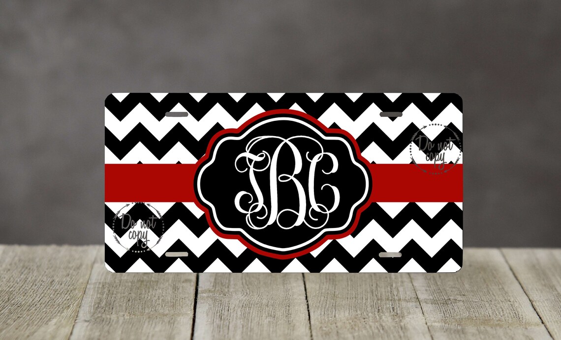 Preppy Black Chevron License Plate Car Tag Sublimation Digital | Etsy