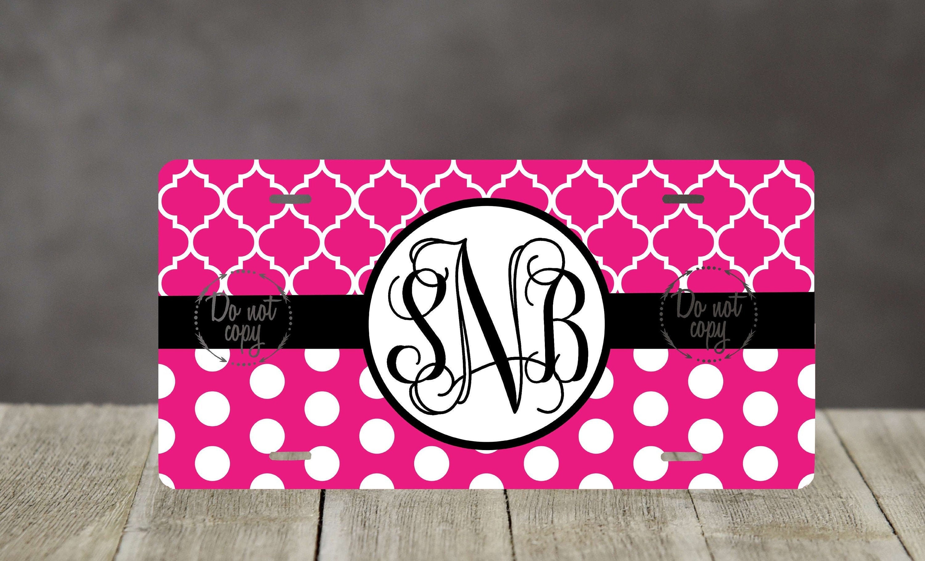 Preppy Pink Quatrefoil & Dots License Plate Car Tag - Etsy