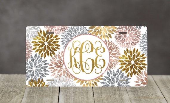 Glitter Dahlia Floral License Plate Car Tag Sublimation | Etsy
