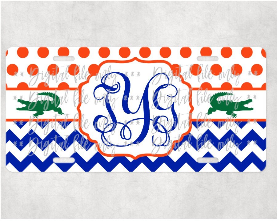 Orange & Blue Gator License Plate Car Tag Sublimation Digital - Etsy