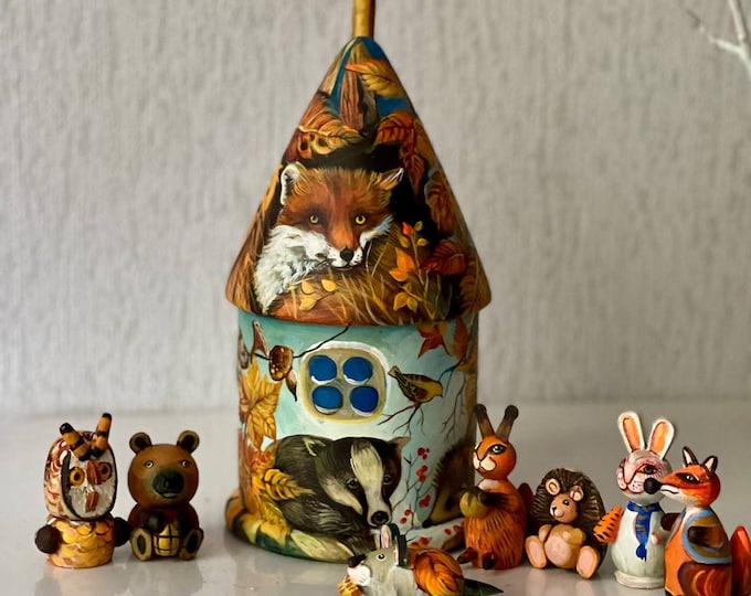 Wooden Forest House With Animals, Favorite Wooden Animals, Animal Play ...