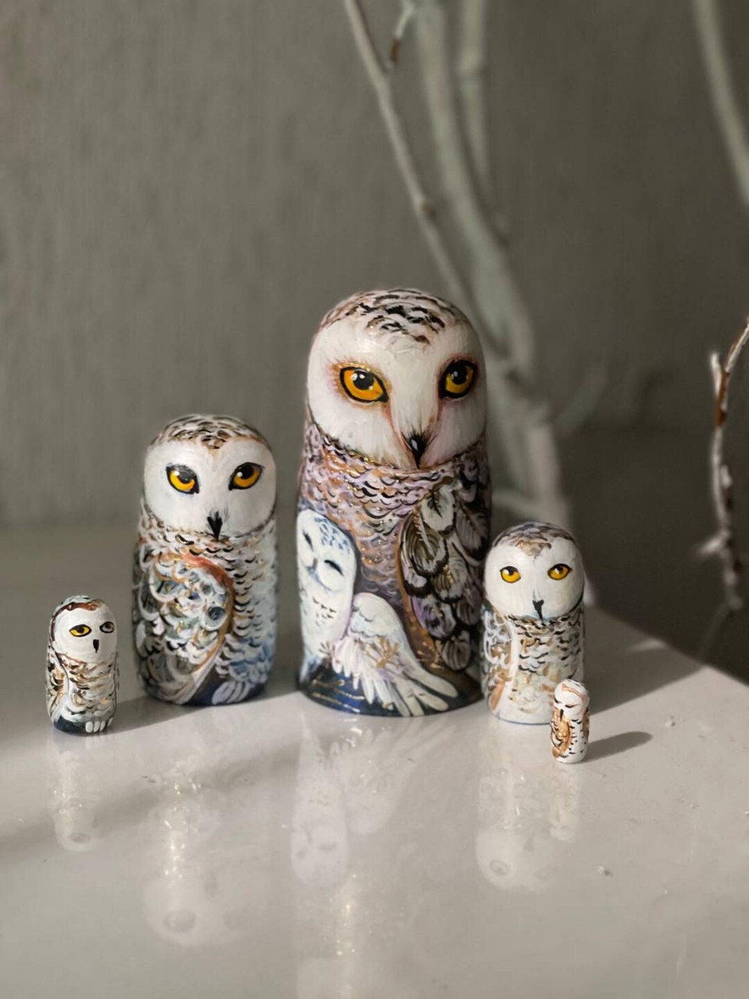 Matryoshka 5pcs, Exclusive Wooden Doll owls, Nesting Doll, Hand Painted ...