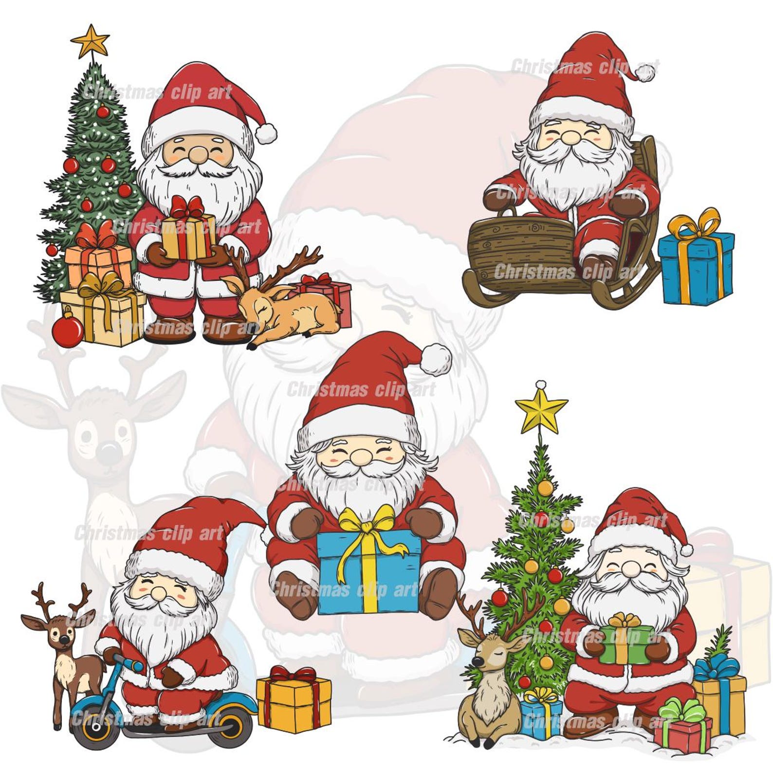 Christmas Bundle,santa Claus Clipart Bundle, Christmas Clipart, Santa ...