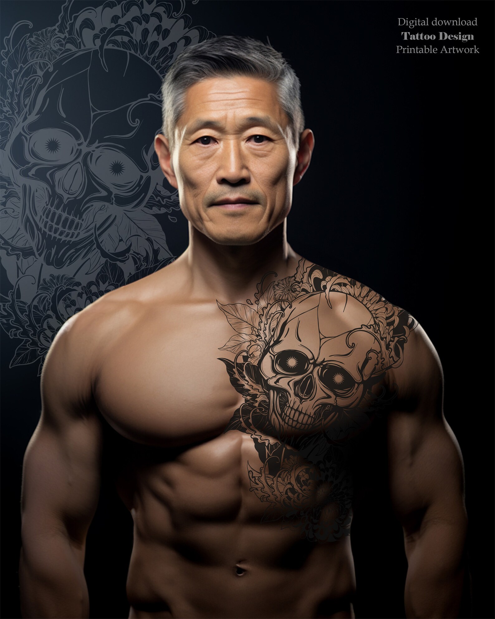 Tattoo Art Svg,skull and Flower,tattoo Design Svg,tattoo Art Print ...