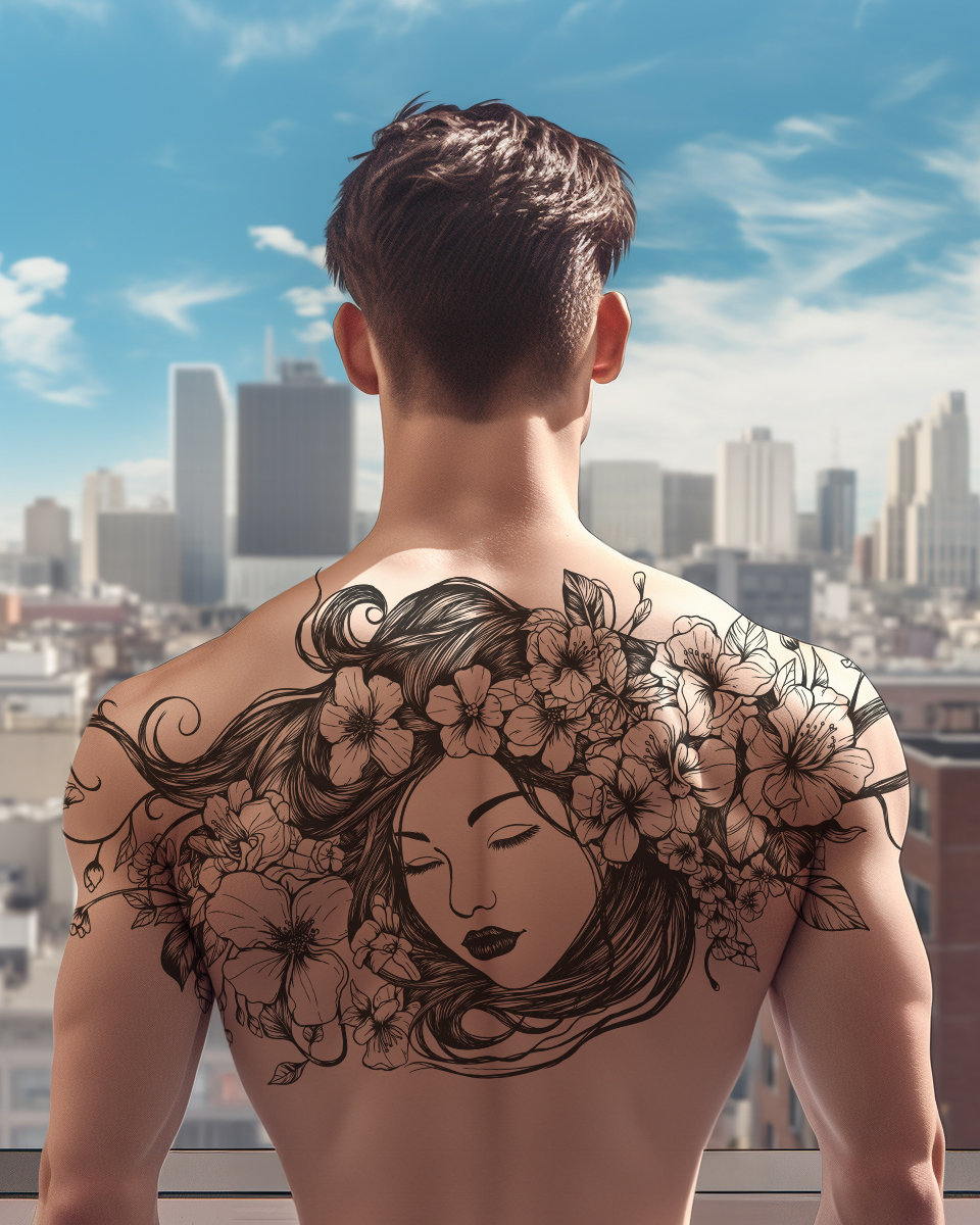 Tattoo Design Svg,girl With Flowers,tattoo Art Svg,tattoo Art Print ...