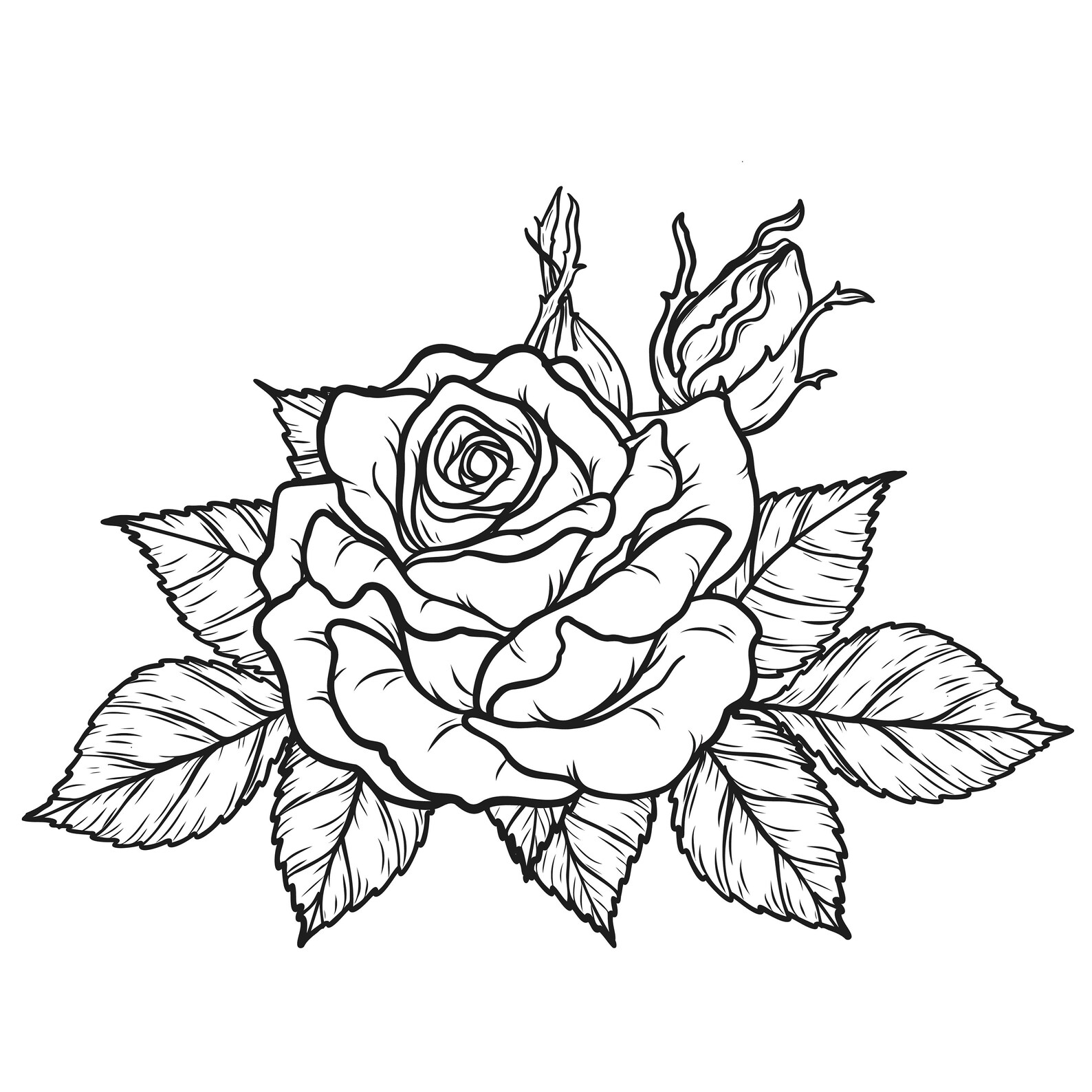 Roos svg rose tekening svg roos tattoo ontwerp rose lijn - Etsy België