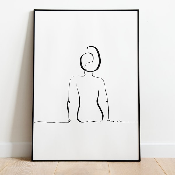 Female Swimming Line Art - Etsy
