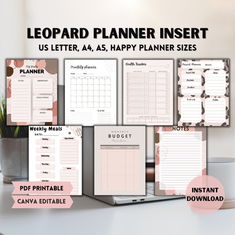 Leopard Planner Printable Editable Planner Printable PDF - Etsy
