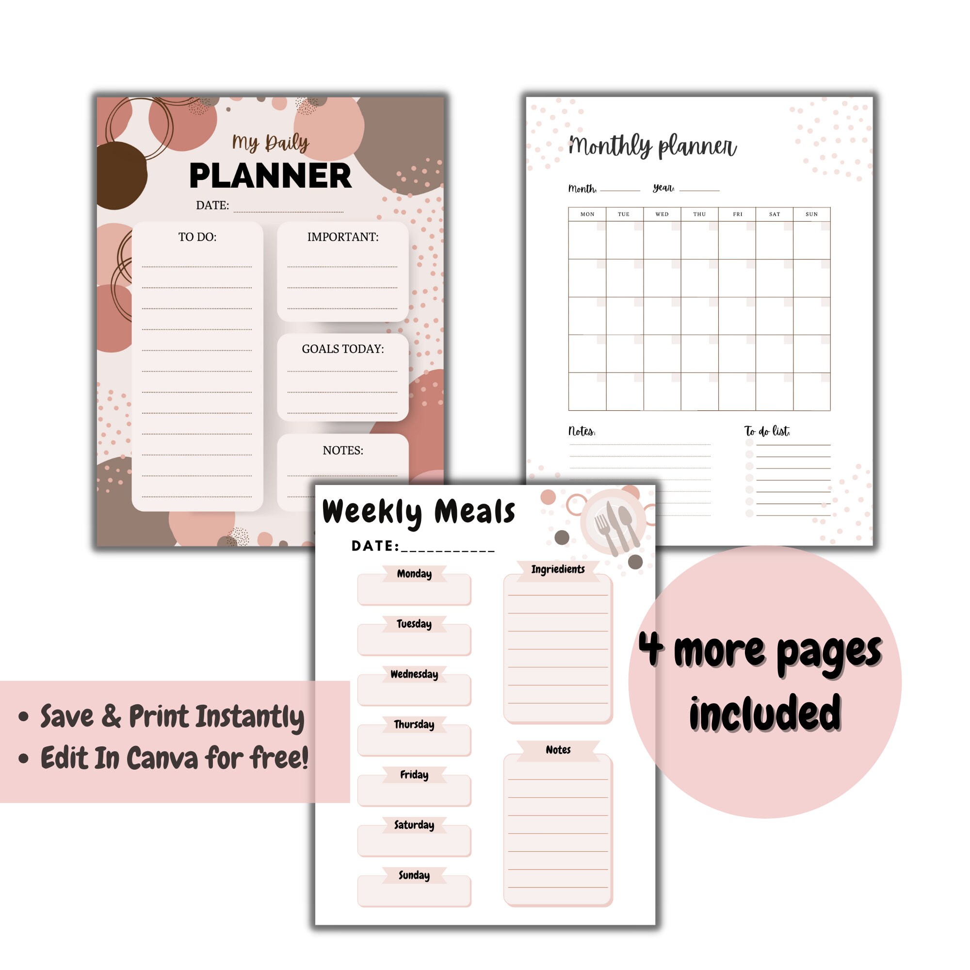 Leopard Planner Printable Editable Planner Printable PDF - Etsy
