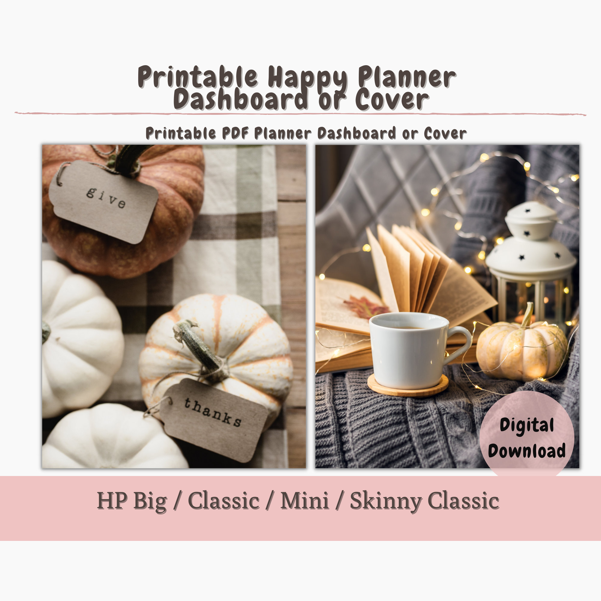 Happy Planner Cover, Printable Planner Cover, Fall Dashboard, Printable ...