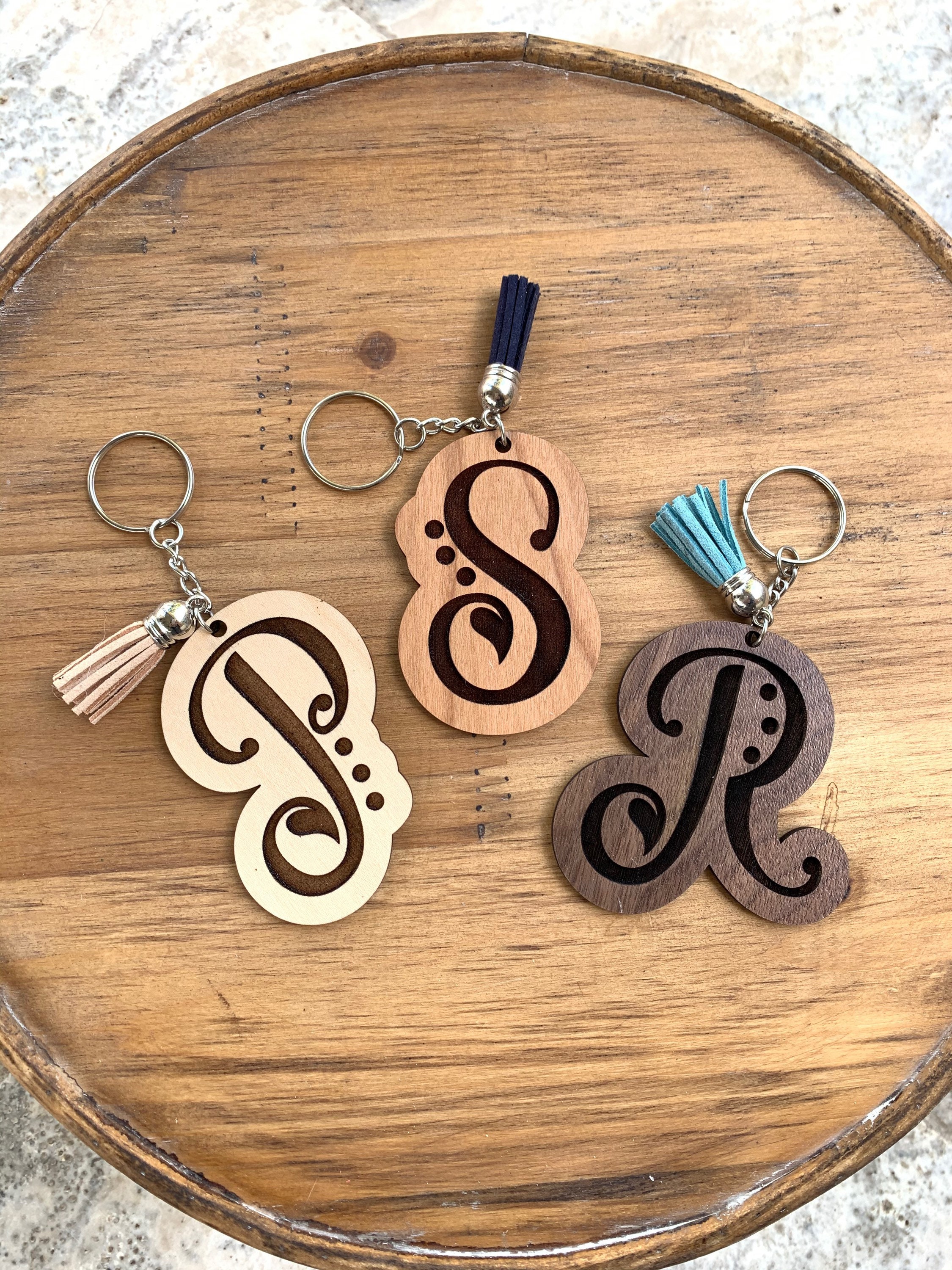 Monogram Keychain SVG, Initial Keychain SVG, Wood Keychain SVG ...