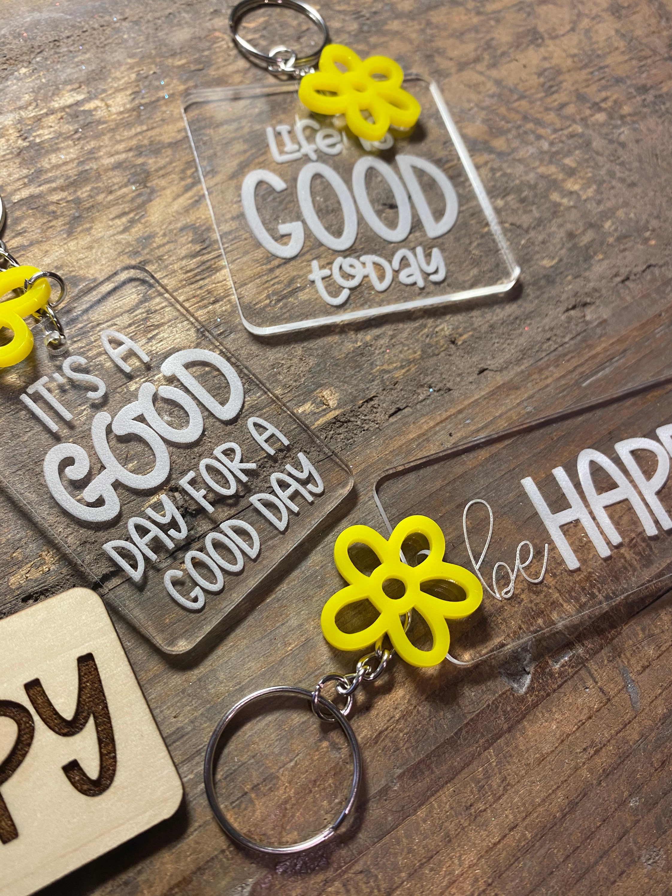 Be Happy SVG Glowforge Keychain SVG It's a Good Day SVG - Etsy