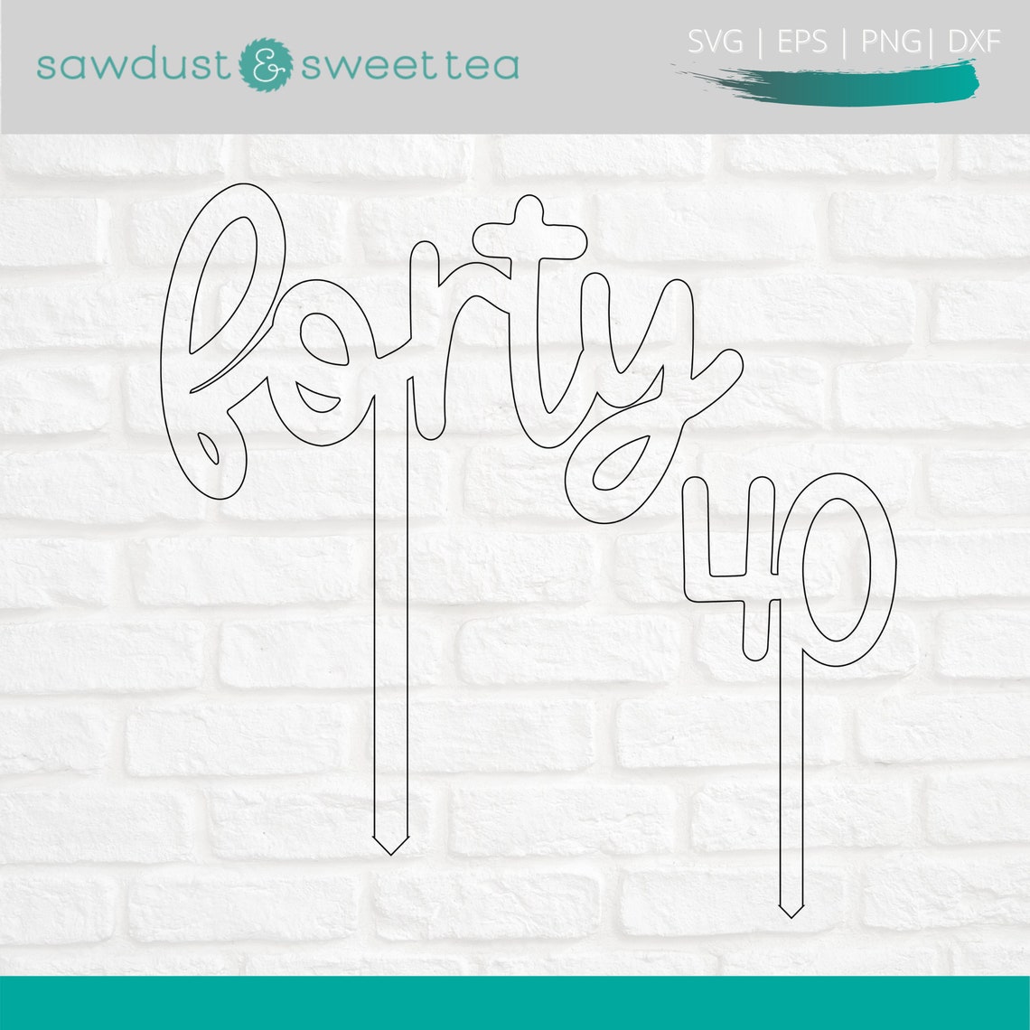 Forty Cake Topper SVG Forty Cupcake Topper SVG 40th Birthday - Etsy