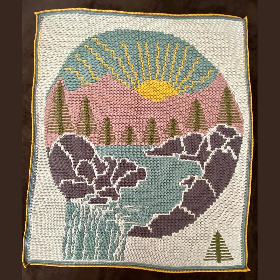 The Mountains Are Calling Mosaic Crochet Pattern, Blanket, Waterfall ...
