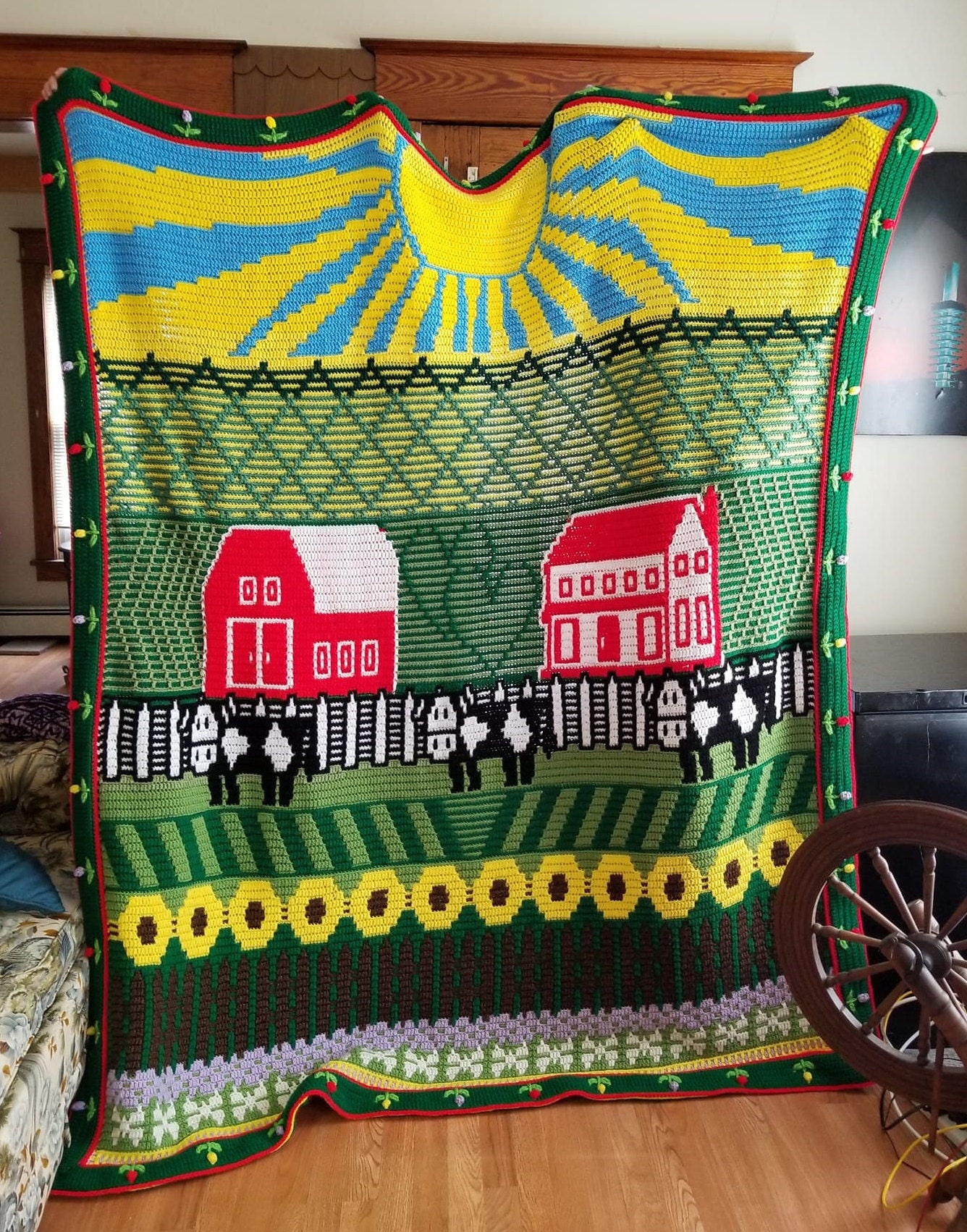 Penny's Sunflower Farm Afghan Mosaic Crochet Pattern - Etsy