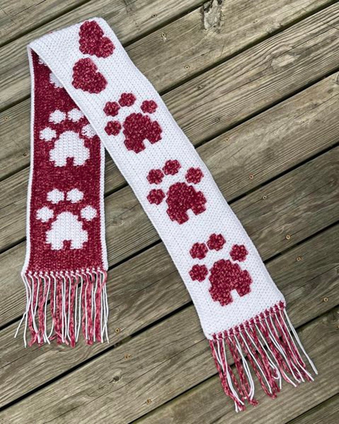Paula's Puppy Paw Print Scarf Overlay Mosaic Crochet Pattern Pawprints ...
