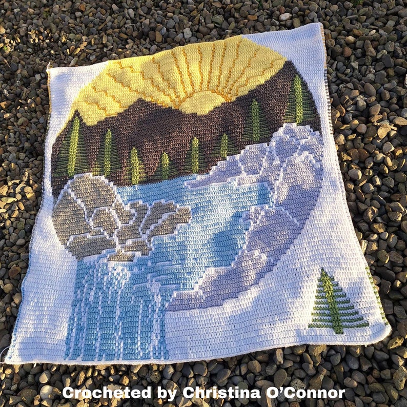 The Mountains Are Calling Mosaic Crochet Pattern, Blanket, Waterfall ...