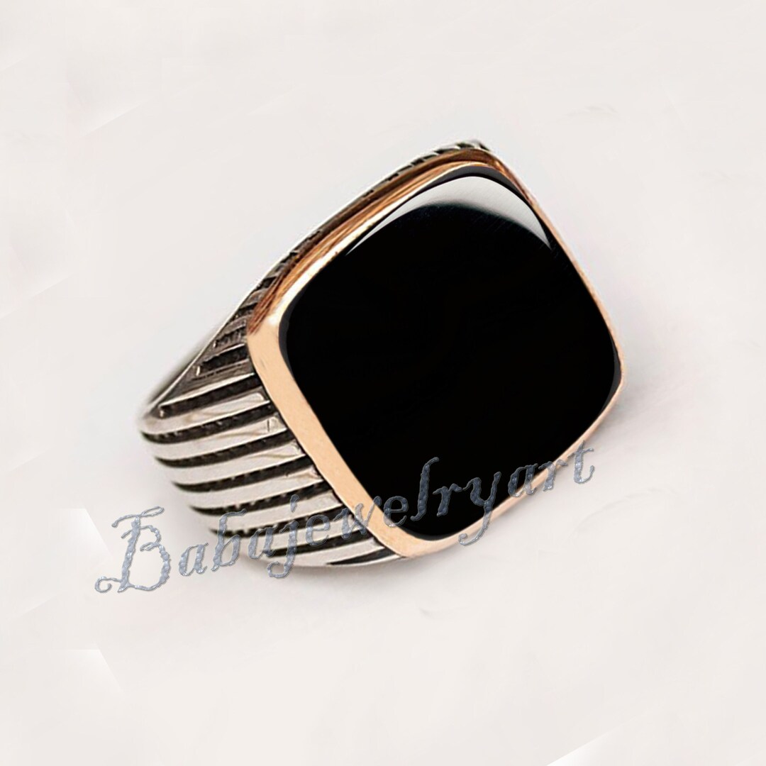 Black Onyx Ring, Natural Black Onyx Big Size Ring, 925 Sterling Silver ...