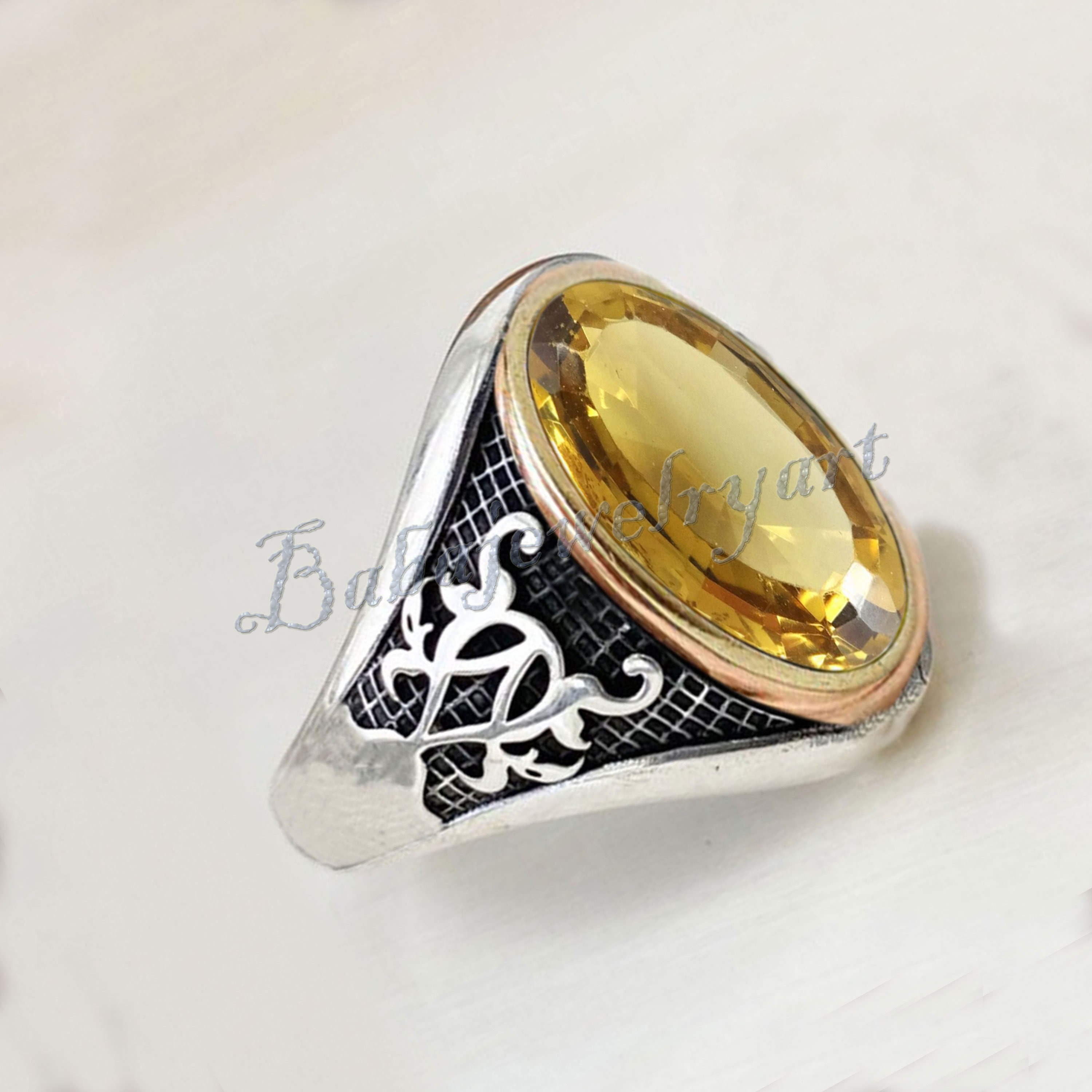 Natural Citrine Ring Men Mens Ring 925 Sterling Silver Mens - Etsy