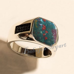 Natural Bloodstone Ring, 925 Sterling Silver Mens Ring, Mens Bloodstone ...