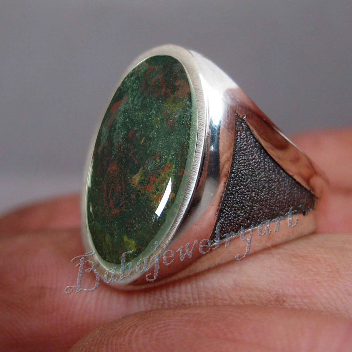 Bloodstone Ring Oval Bloodstone Ring Mens Mens Bloodstone - Etsy
