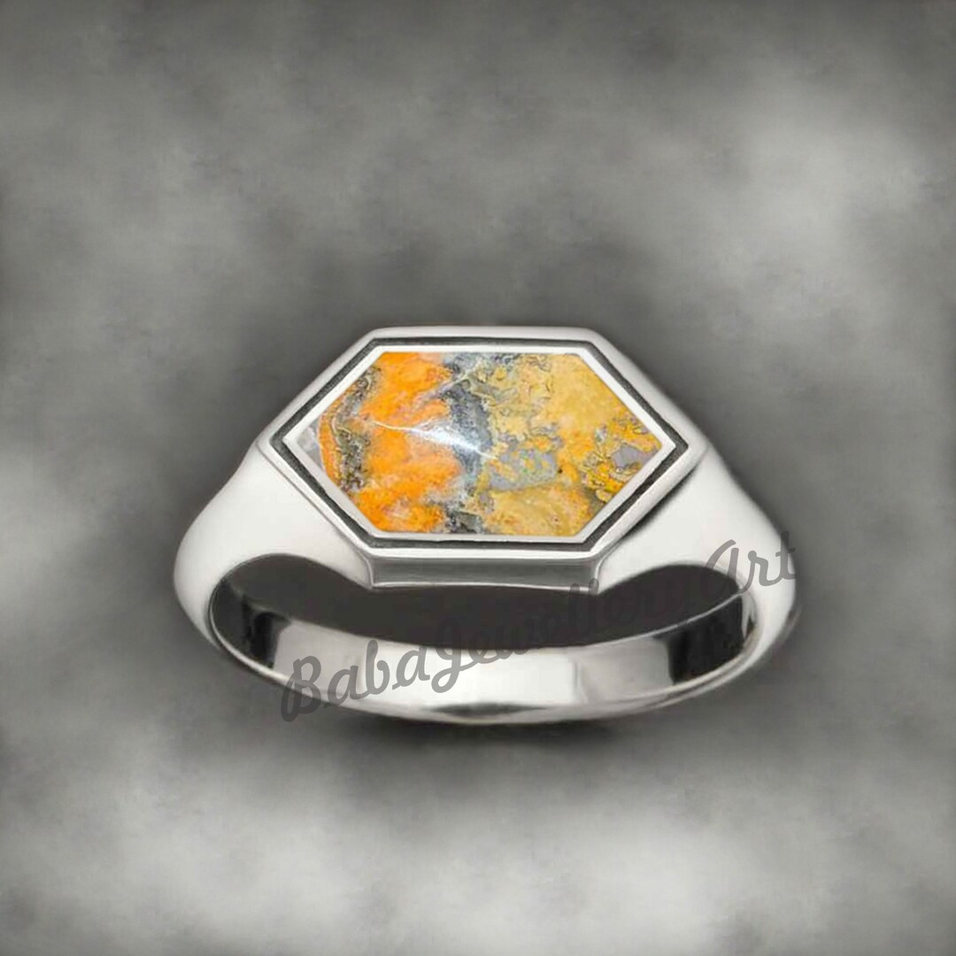 Bumble Bee Mens Ring, Yellow Jasper Mens Ring, Bumble Bee Jasper Ring ...