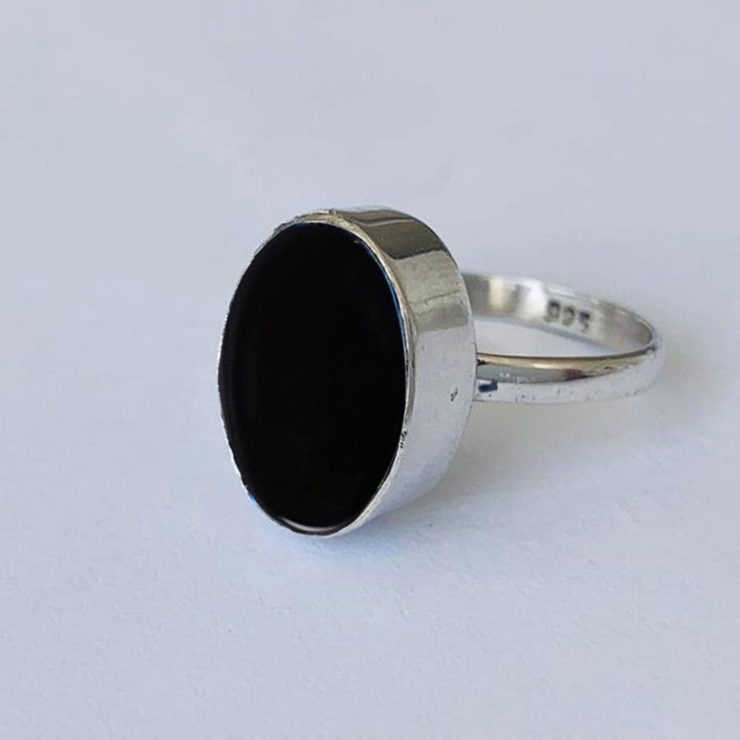 Black Onyx Ring, Women Black Onyx Ring, Oval Black Onyx Gemstone Ring ...