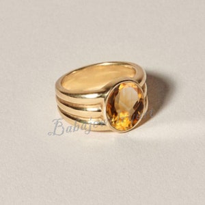 Natural Citrine Ring, Round Citrine Ring for Gift, 925 Sterling Silver ...