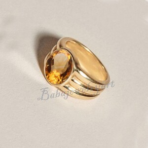 Natural Citrine Ring, Round Citrine Ring for Gift, 925 Sterling Silver ...