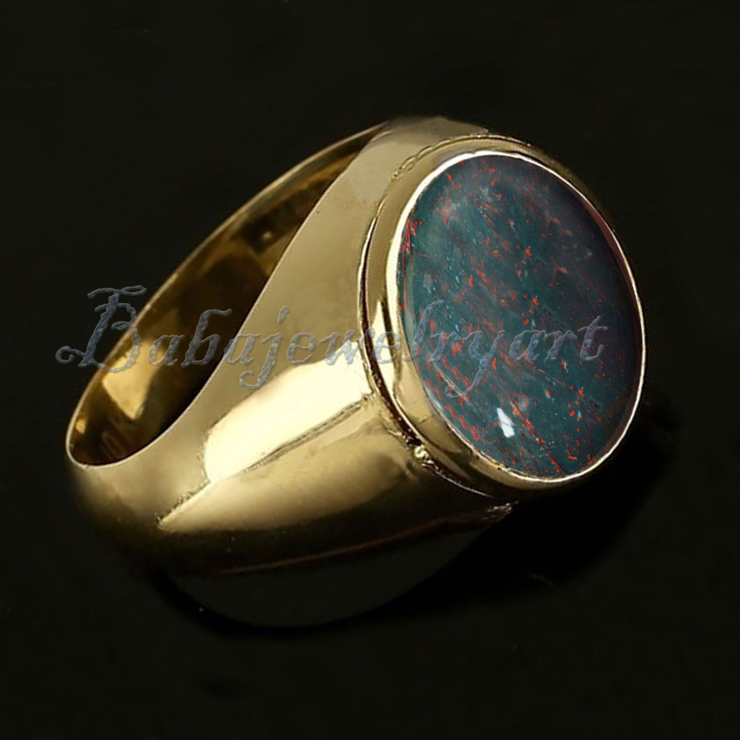 Natural Bloodstone Mens Signet Ring Bloodstone ring Round | Etsy