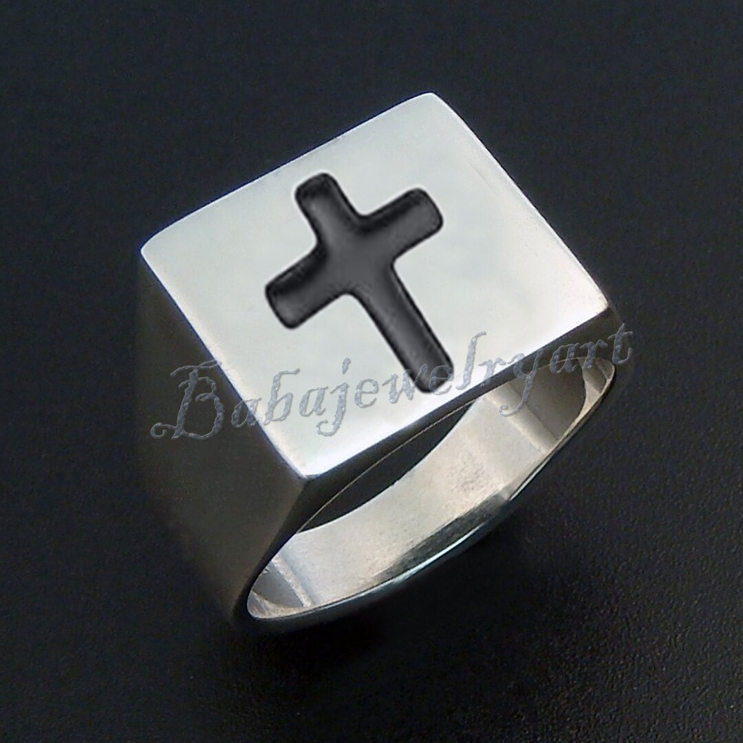 Cross Ring, Mens Cross Square Ring, 925 Sterling Cross Ring, Christian ...