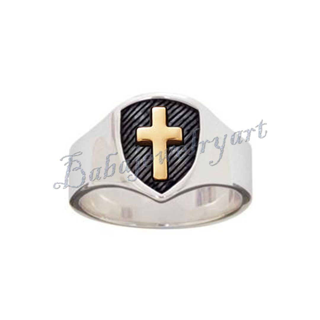 Men's Cross Ring, Cross Ring, Christian Ring, Gold Cross Mens Signet ...