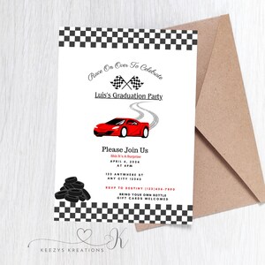 5”x7” Car Invitation/graduation Party/automotive Party/mechanic Party ...