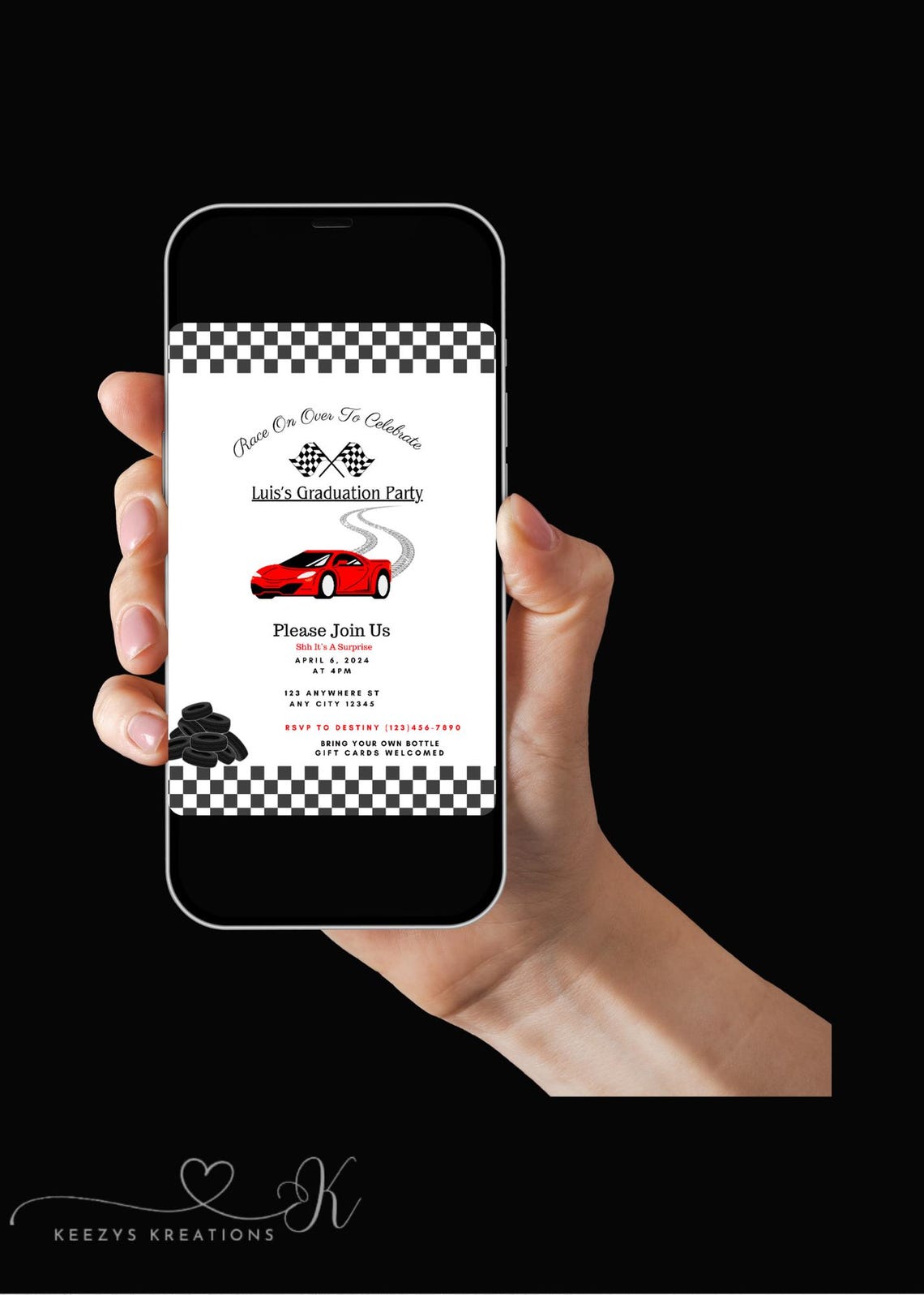 5”x7” Car Invitation/graduation Party/automotive Party/mechanic Party ...