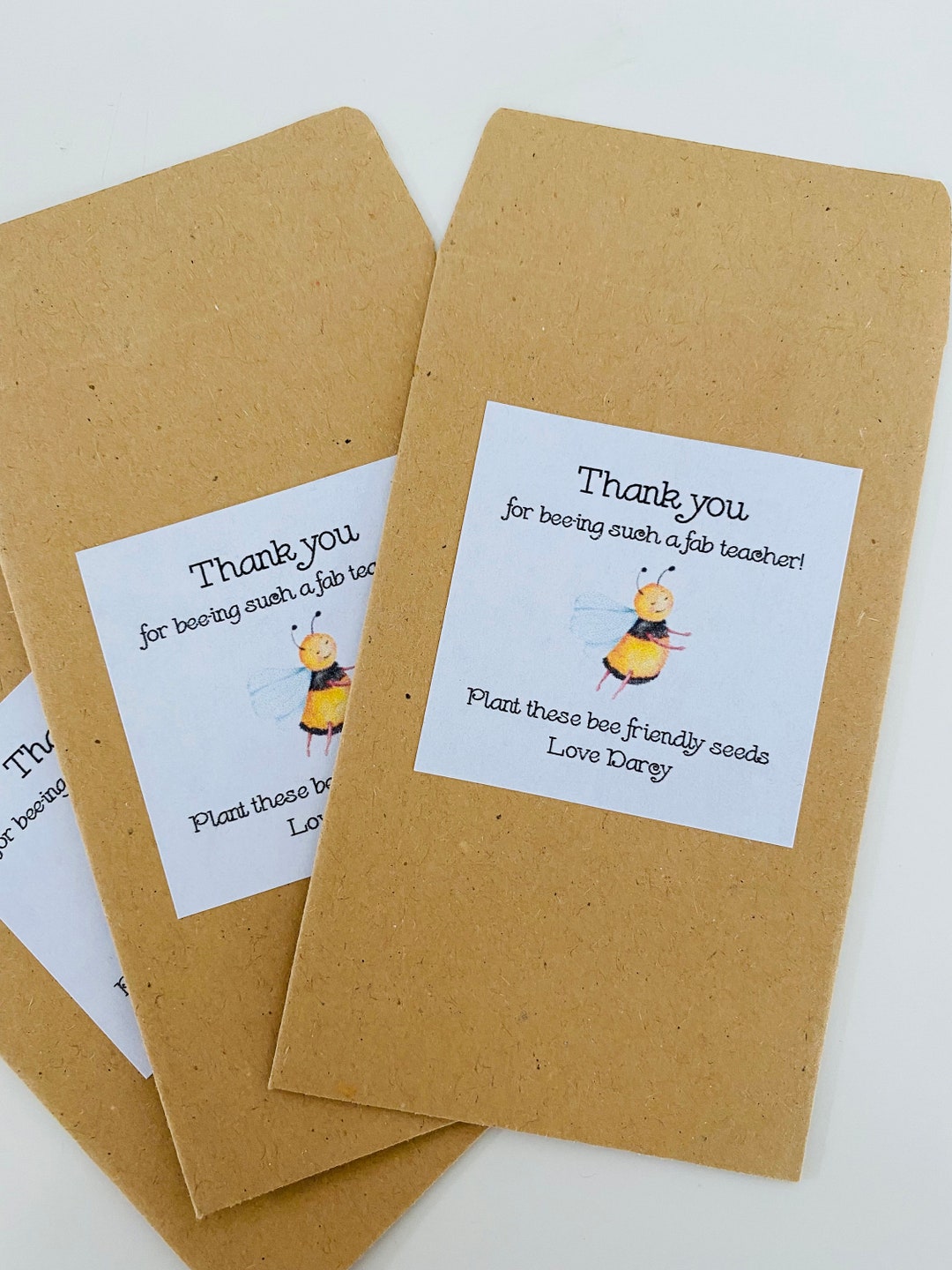 Personalised Teacher Seed Packets Envelopes Bee Friendly Wild Flower ...