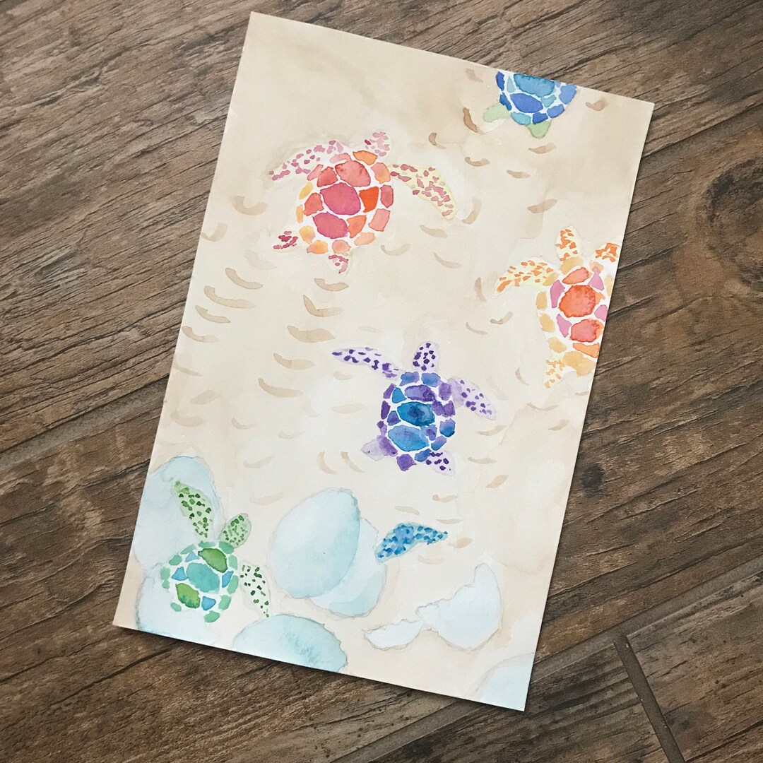 Hatching Sea Turtles Original Watercolor - Etsy