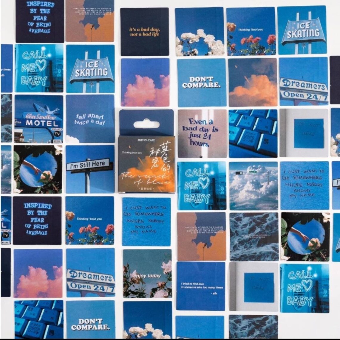 Aesthetic Stickers Box Choose Your Colour Blue Orange | Etsy