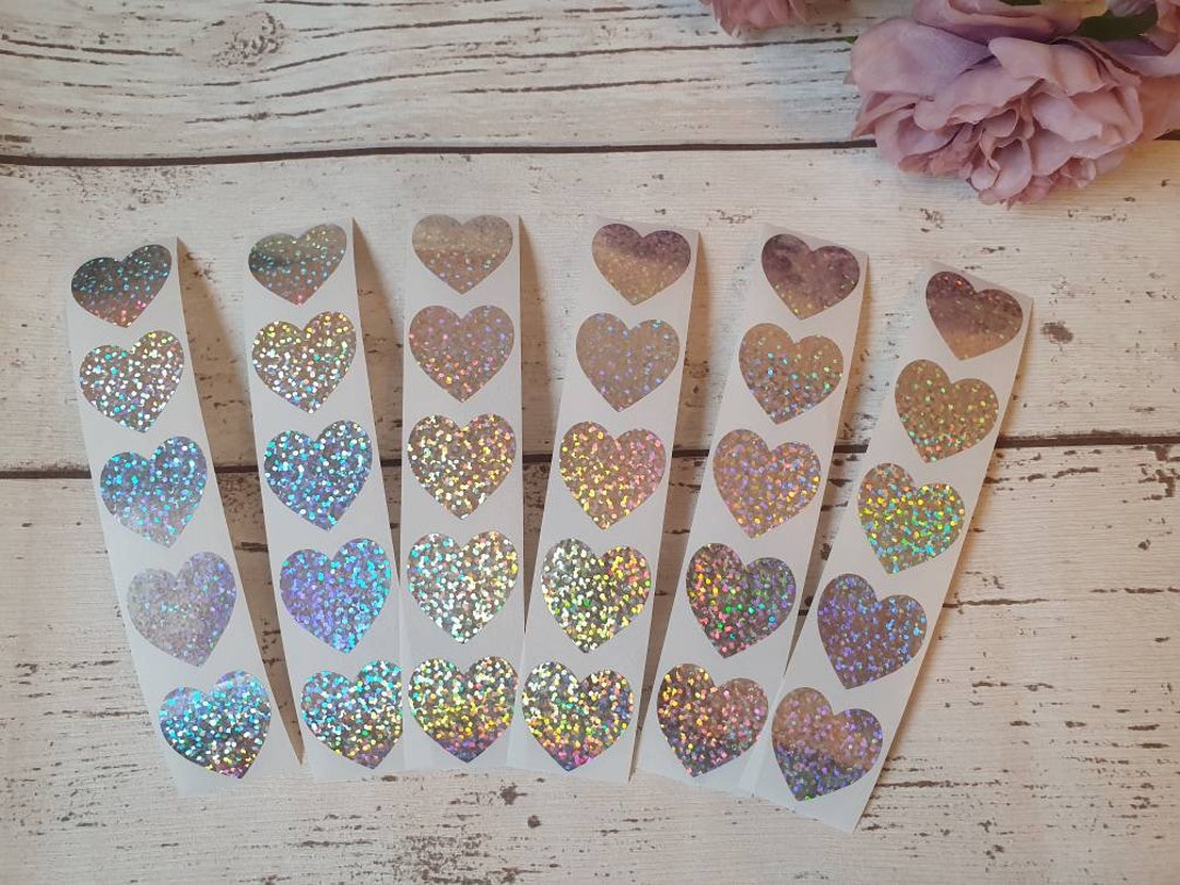 Holographic Heart Scratch off Stickers , 2.5cm, Scratch to Reveal ...