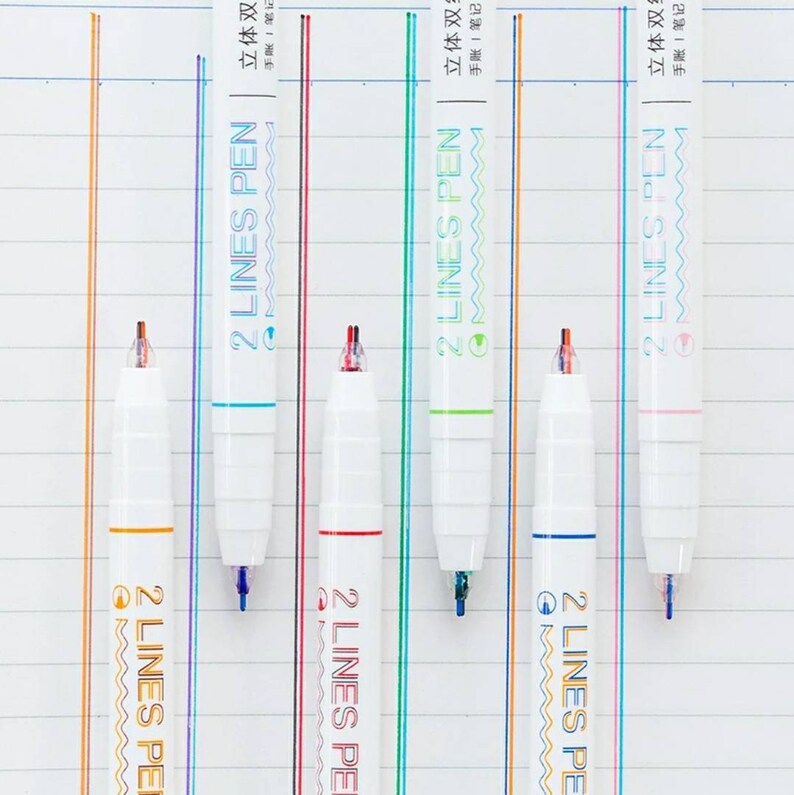 Double Line Pen 2 Line Pen Choose Your Colours | Etsy UK