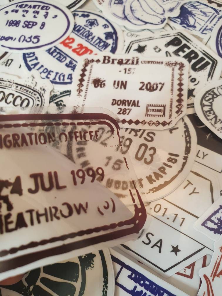 Passport Inspired Stamps Travel Stickers Set 15 or 25 Pcs - Etsy