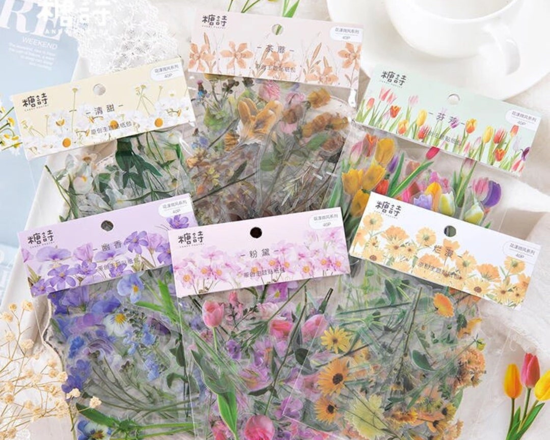 Delicate Flowers Stickers Set - 40pcs - PET Stickers -choose Your ...