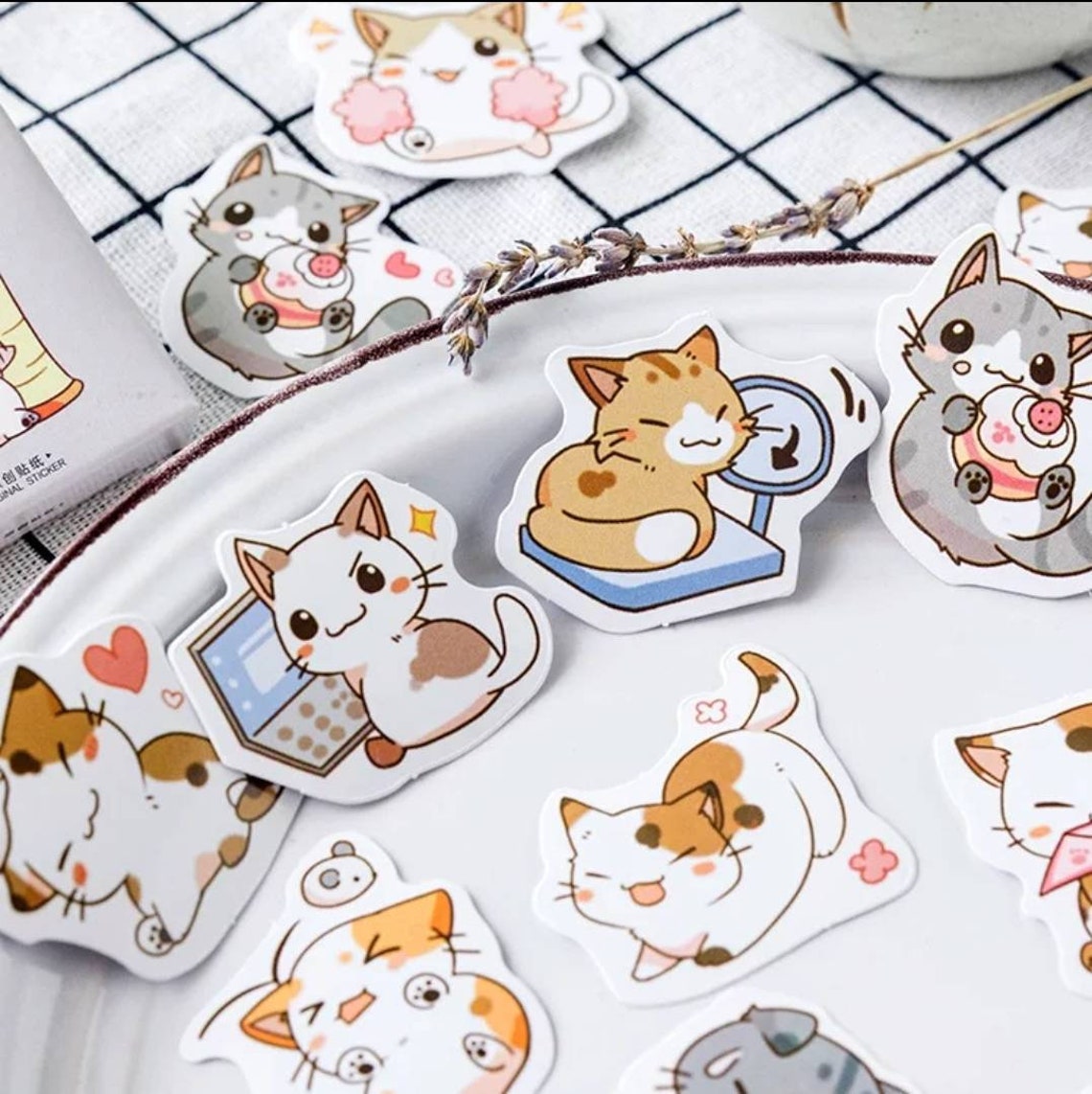 Cute cat sticker set kawaii cat sticker pack 45pcs for | Etsy