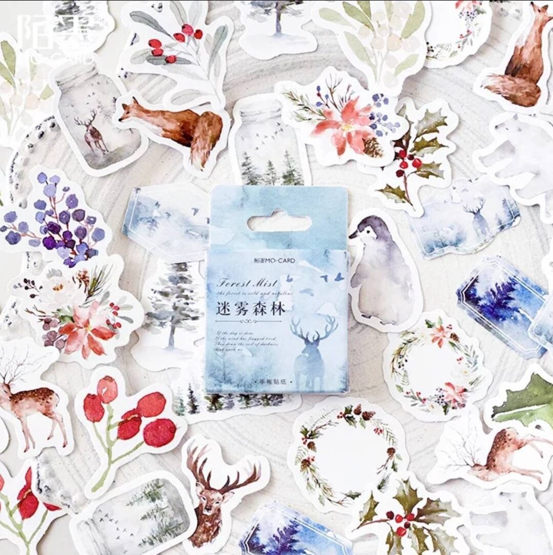 Forest Winter Stickers Set 46pcs Peel off Stickers Scrapbook, Journal ...