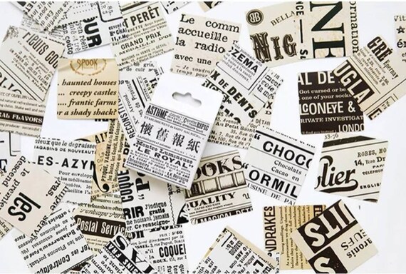 Retro newspaper stickers 45 pcs Vintage inspired newspaper | Etsy