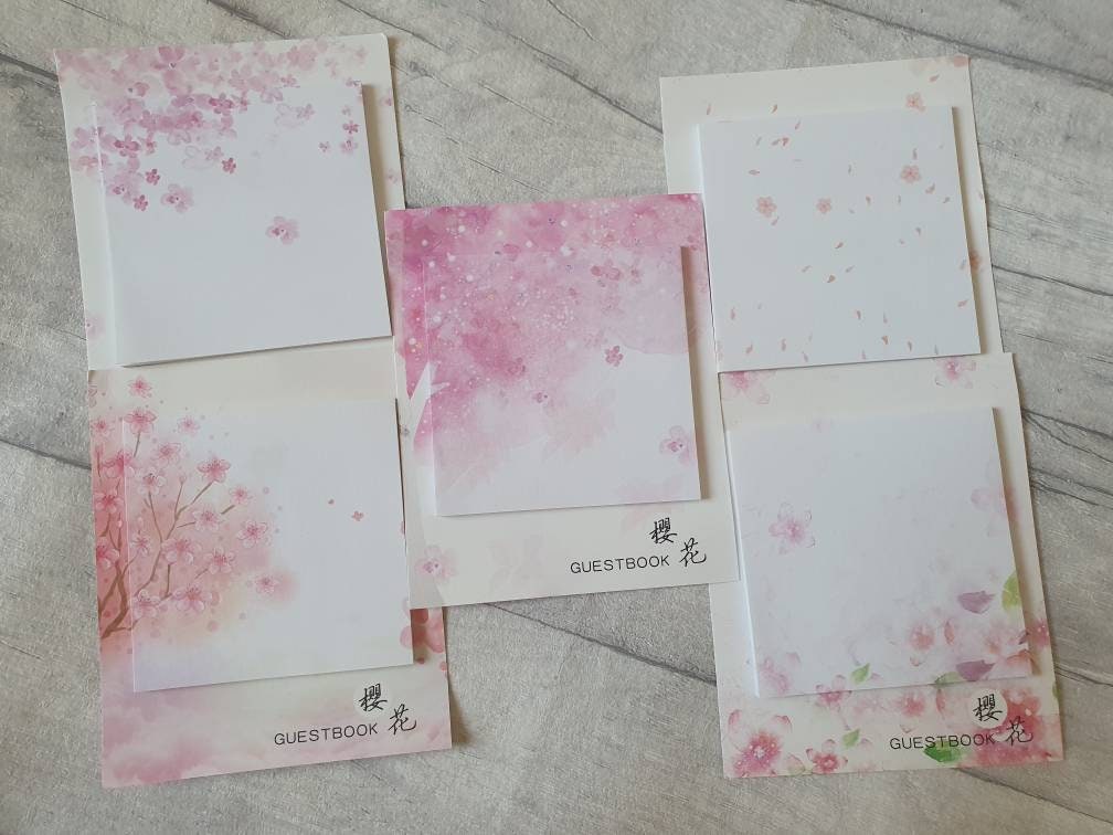Pretty Pink Japanese Floral Cherry Blossom Sakura Sticky Notes Note ...